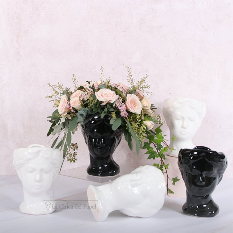 BASE DE CERAMICA CON ROSTRO HUMANO