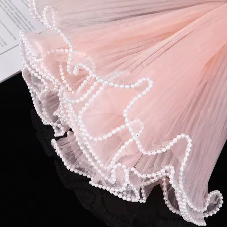 TUL MALLA TEXTIL DECORATIVA ORILLA CON PERLITAS