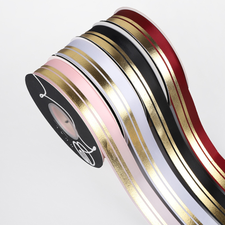 LISTON SATIN CON FRANJAS DORADAS