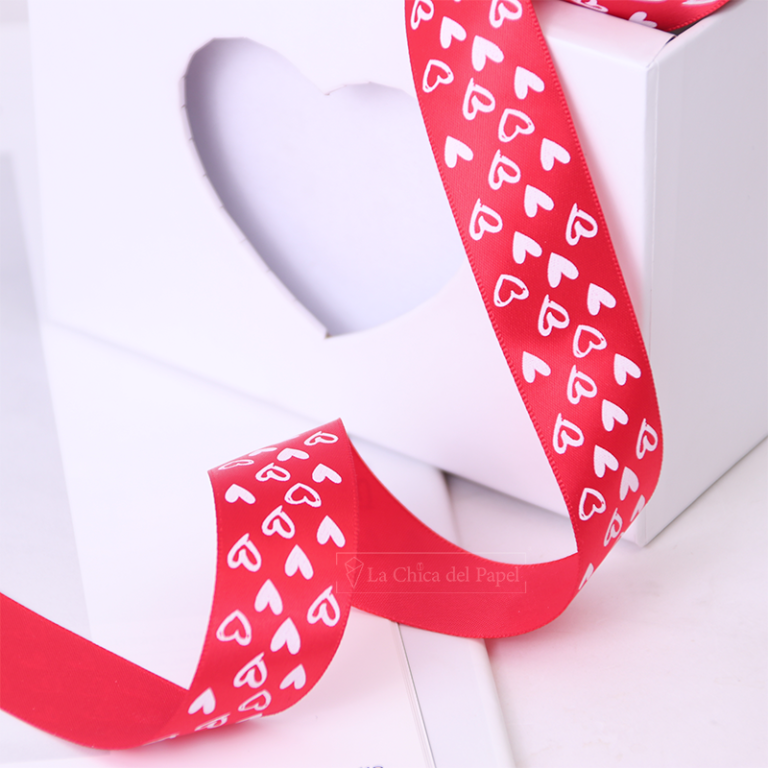 LISTON SATIN CON CORAZONES