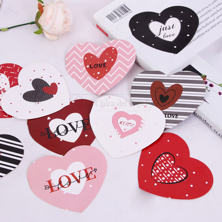 TARJETAS PARA DEDICATORIAS CORAZON (120 PIEZAS) - LA CHICA DEL PAPEL